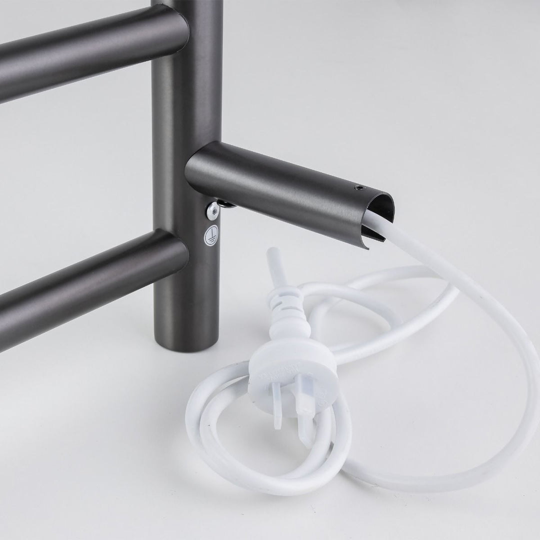 Round Brushed Gun Metal Electric Heated Towel Rack 4 Bars in Melbourne