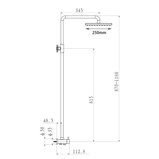 250mm Round Matte Black Shower Station Top/Bottom Inlet in Melbourne ...
